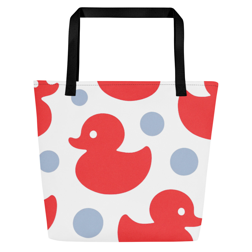 Red Ducky Large Tote Bag W/ Pocket | CoolDucky